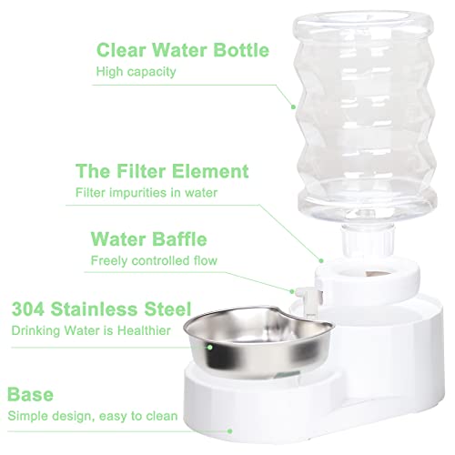 Sfozstra Automatic Pet Water, Cat Feeder, Feeding Bowl, 3L Large Capacity Automatic Dispenser, 100% BPA-Free,Stainless Steel Gravity Pet Water Dispenser