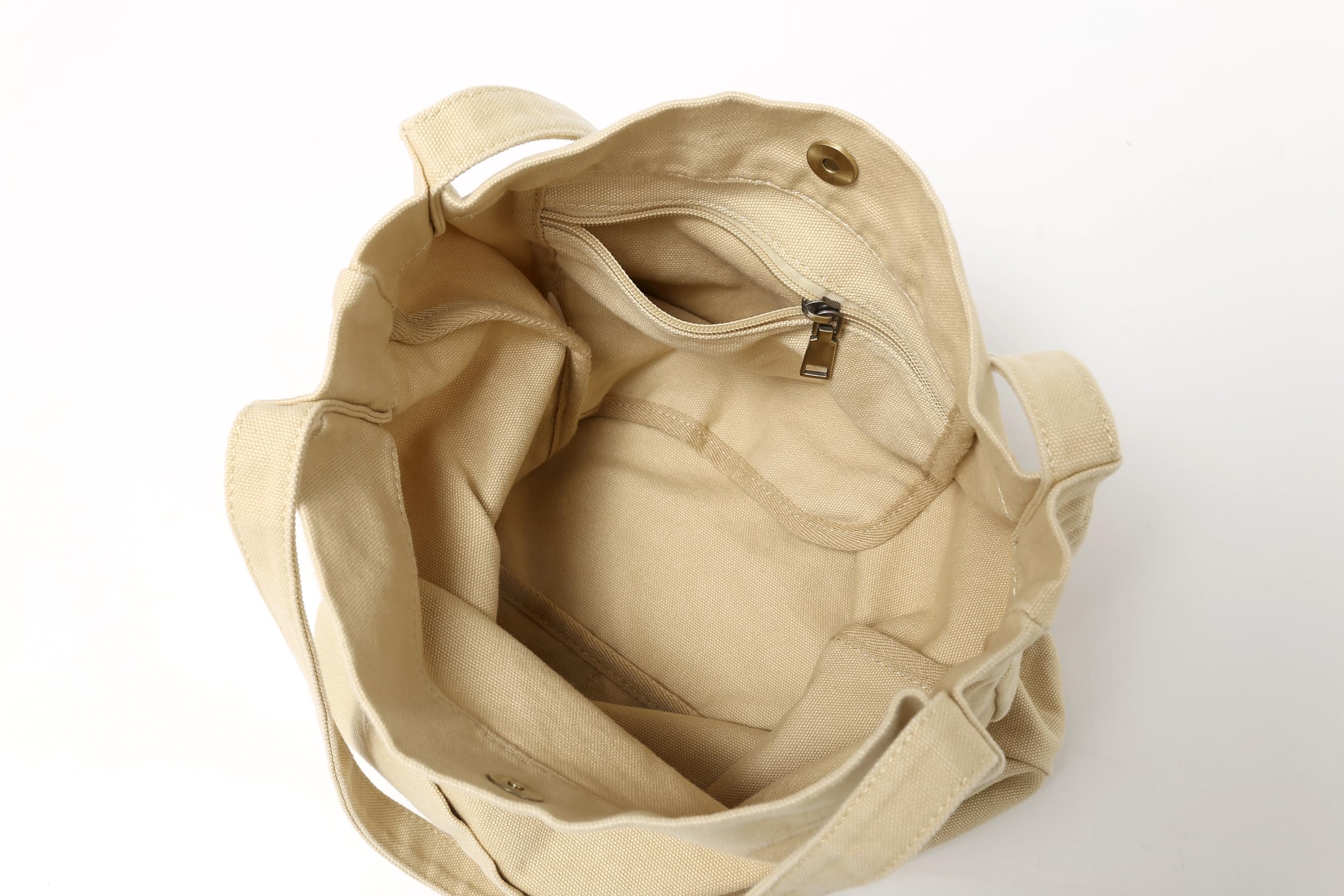 Jeelow Canvas Tote Handbag Shoulder Bucket Hobo Bag Purses For Men Women (Khaki)