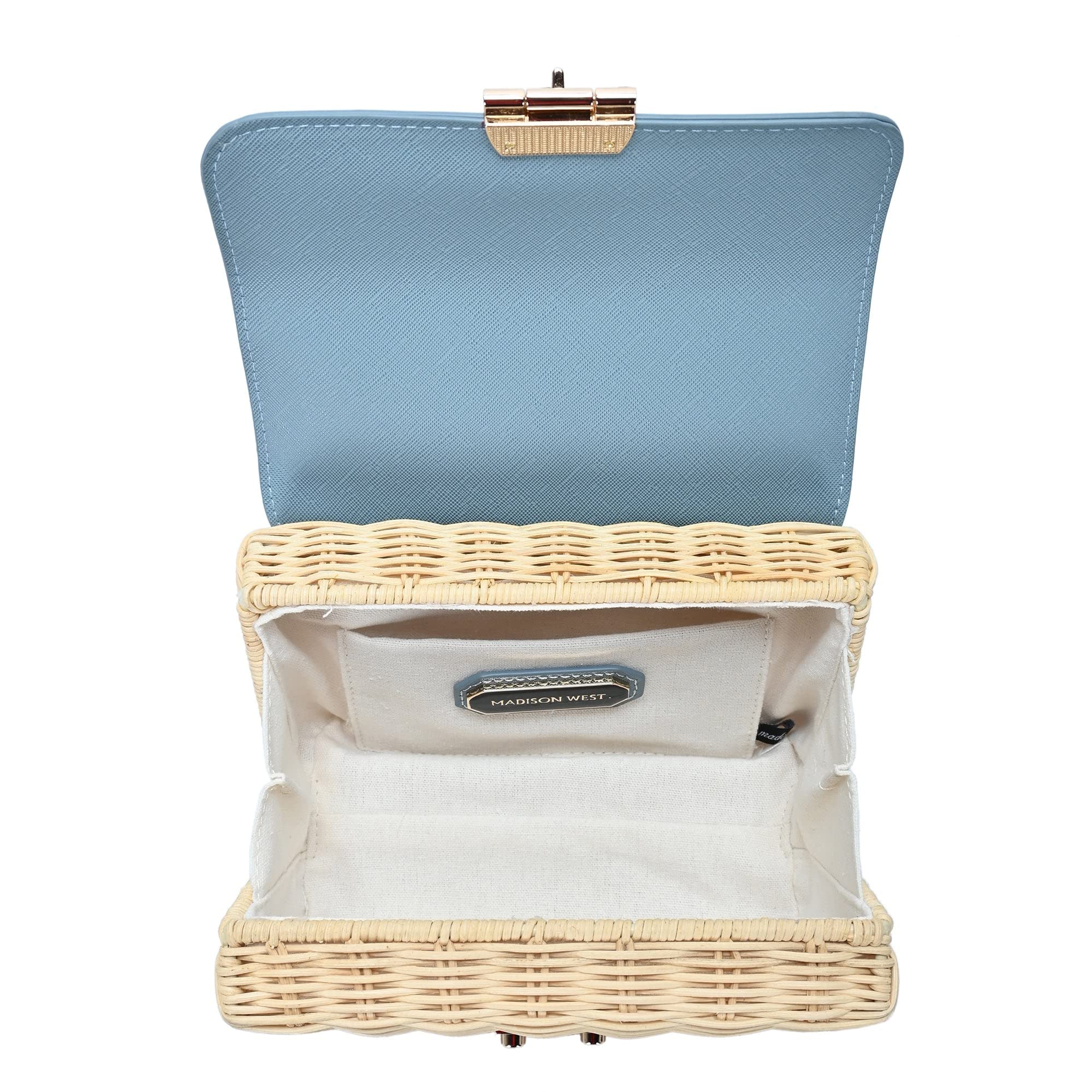 Madison West - The Madeline Crossbody Sunbleached Straw Bag Top Handle Satchel Bag for Women - Bone