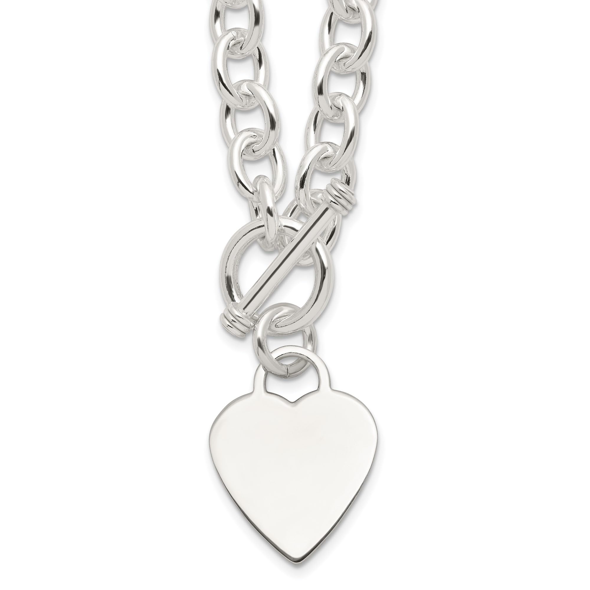 IceCarats 925 Sterling Silver Engraveable Heart Love Link Chain Necklace Toggle Clasp
