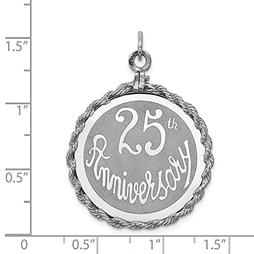 IceCarats 925 Sterling Silver 25th Anniversary Disc Necklace Charm Pendant Only