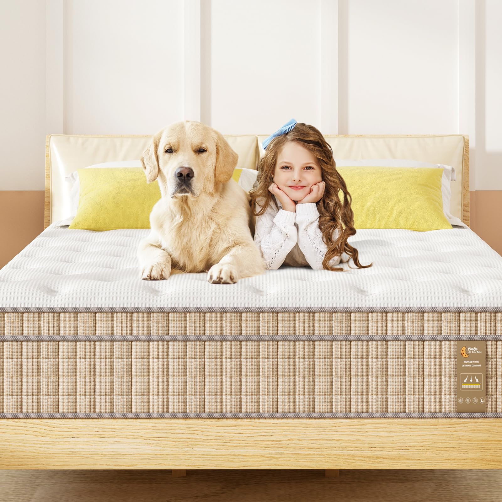 VISCOFLEX King Size Mattress 12 Inch, King Bed Mattress in a Box, Pillow Top Hybrid Mattress with Individual Coil Springs for Pressure Relief & Support