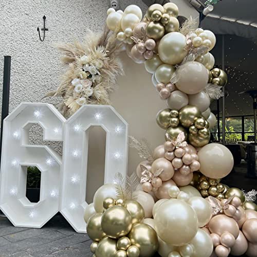 White Sand Gold Balloon Garland Double Stuffed Pearl Pink Balloon Ivory White Balloon Arch Kit Metallic Chrome Gold Balloons For bridal shower Boho Neutral Baby Shower Wedding Birthday Party Decor