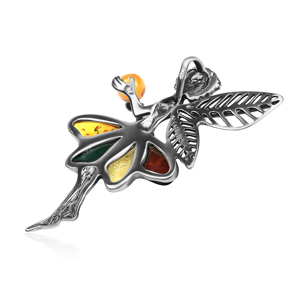 Ian and Valeri Co. Multicolor Amber Sterling Silver Fairy Pendant