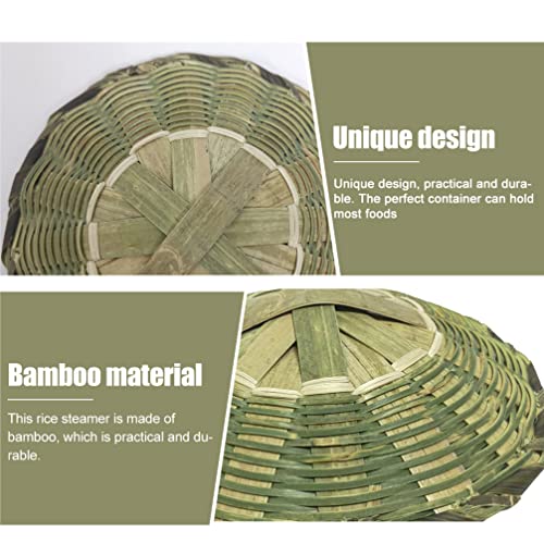 Zerodeko Wok Sticky Rice Cooking Steamer Basket Wicker Lid Traditional Replacement Steamer Basket Lid Wicker Woven Lid Rice Base for Bottom Containers