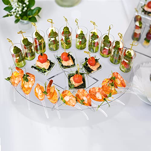 STAUBER Best Acrylic Display Stand - Buffet Serving Tray Riser - Cupcakes, Pastries, Appetizers (Circle, 16" x 16")