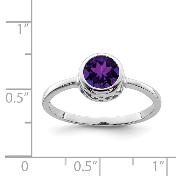 IceCarats 925 Sterling Silver Purple Amethyst Round Ring Gemstone Band February Birthstone Jewelry Size 8