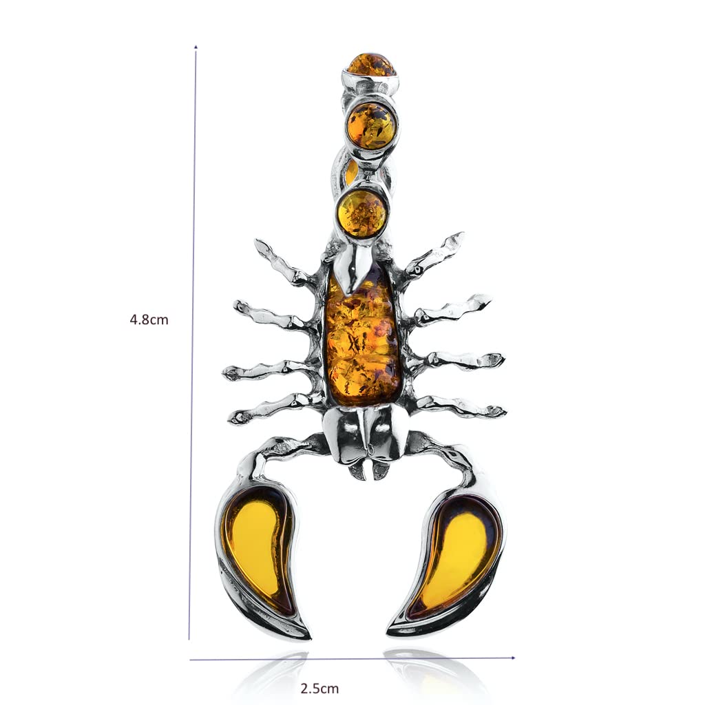 Ian and Valeri Co. Amber Sterling Silver Scorpion Pendant