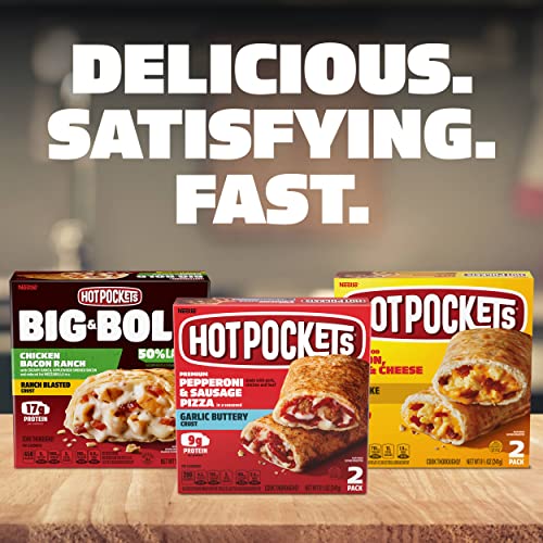 Hot Pockets Pepperoni Pizza Garlic Buttery Crust Frozen Snacks, Pizza Snacks Made with Reduced Fat Mozzarella Cheese, 12 Count Frozen Sandwiches