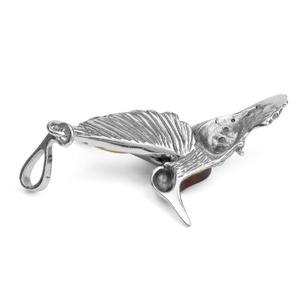 Ian and Valeri Co. Multicolor Amber Sterling Silver Humming Bird Pendant