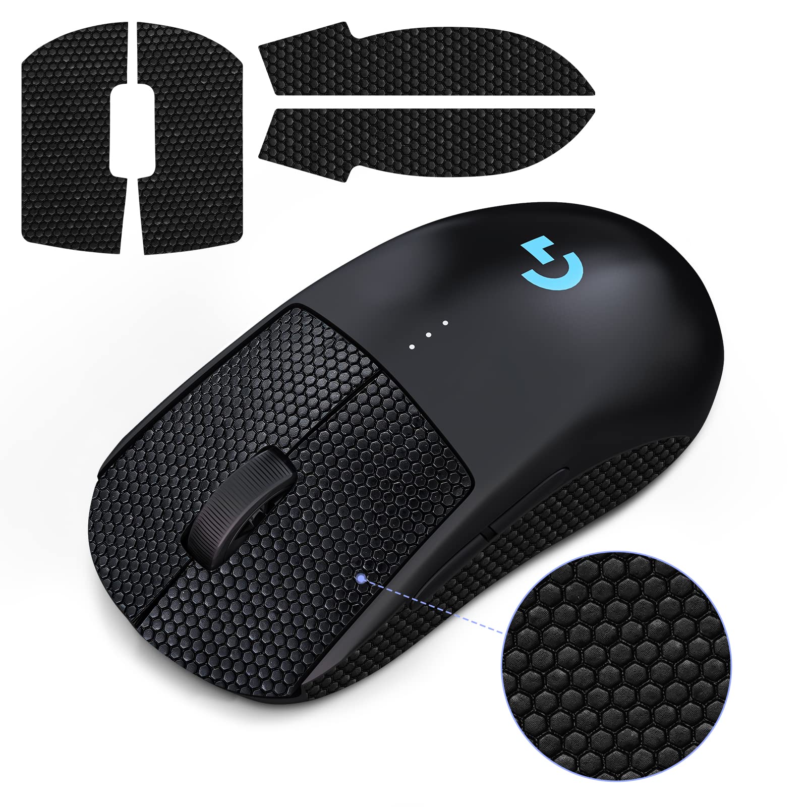 JINGDU Gaming Mouse Anti Slip Grip Tape and Mouse Feet Set Compatible with Loogitech 305 LIGHTSPEED Wireless Gaming Mouse, Gaming Mouse Skin with Mouse Feet, Mouse Anti Sweat Grip, Black X