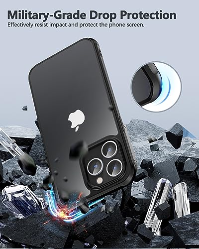 TXXTOL 3 in 1 Magnetic iPhone 14 Pro Case Compatible with Magsafe iPhone 14 pro Case Magsafe+ Screen Protector + Camera Lens Protector Raised Edges Protect Camera and Screen Black+Clear 6.1 Inch