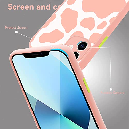 SUBESKING for iPhone 7/8/SE 2020 Pink Cow Print Case,Translucent Matte Hard PC Back with Cute Pattern Design for Women Girls Soft TPU Silicone Bumper Slim Fit Clear Protective Phone Cover 4.7 Inch