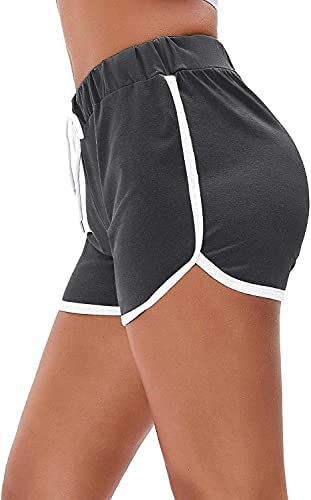 Little Beauty Yoga Running Workout Shorts Athletic Elastic (2 Pack Black+Grey, S)