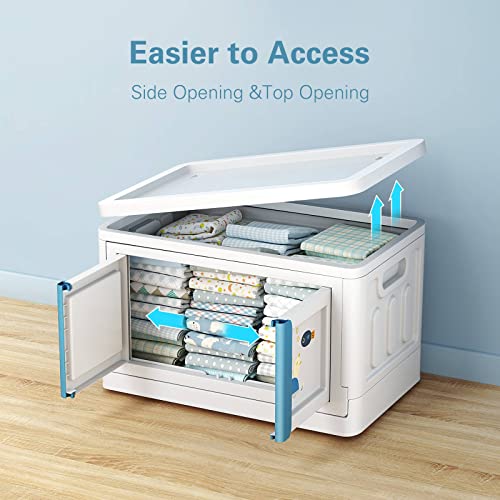 Zarler X-Large Folding Plastic Closet Organizers and Storage , Portable Closet for Hanging Clothes Stackable Storage Bins with Lid Secure Buckle Wheels, Collapsible Storage Container for Toys Baby Home Room (2 Pack 19 Gal Foldable Storage Bins and 1 Pack