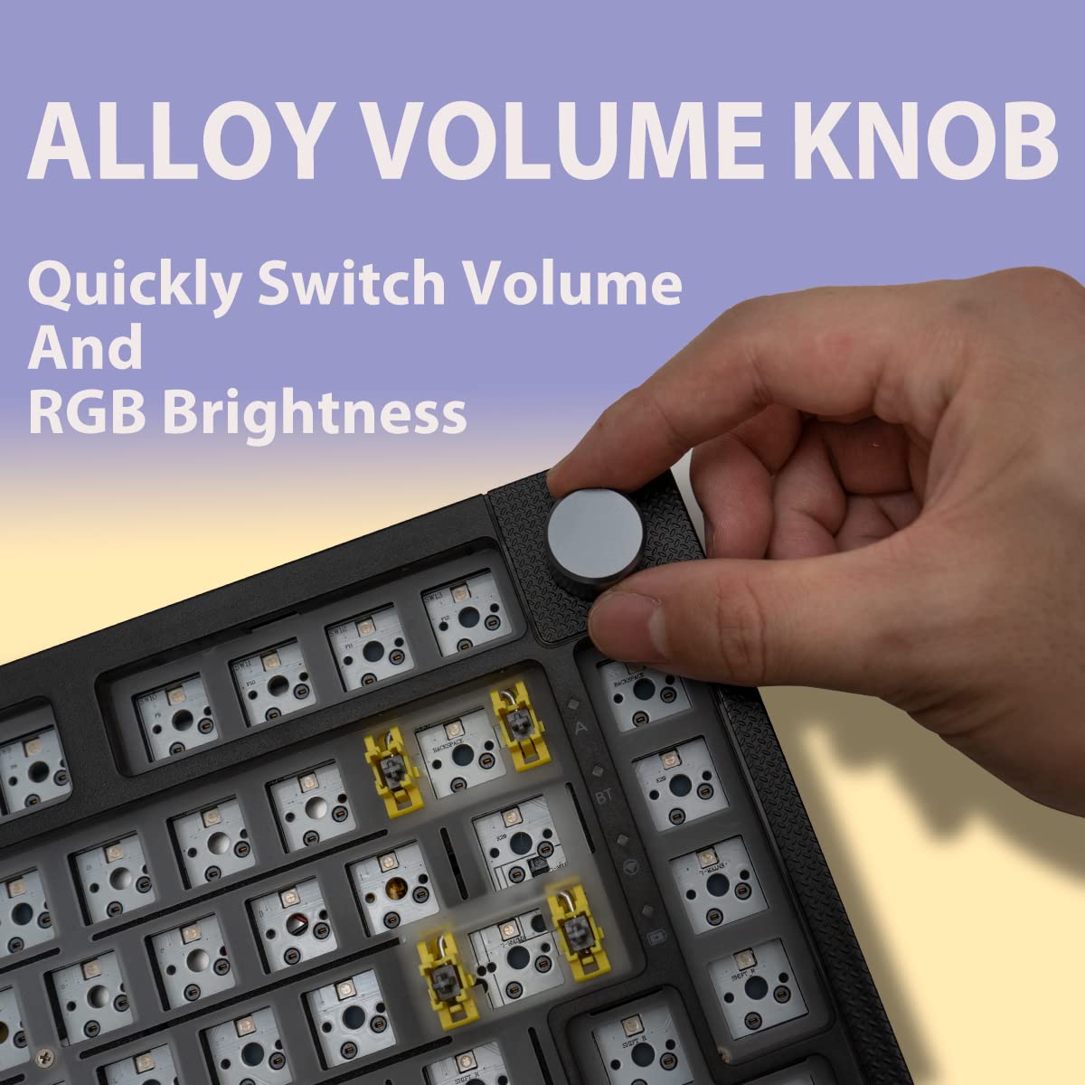 SUEHIODHY KW75 Gaming Keyboard Kit Hot-Swap Mechanical Keyboard 2.4GHz/Bluetooth 5.0/USB-Cwith Knob RGB Backlit(Black)