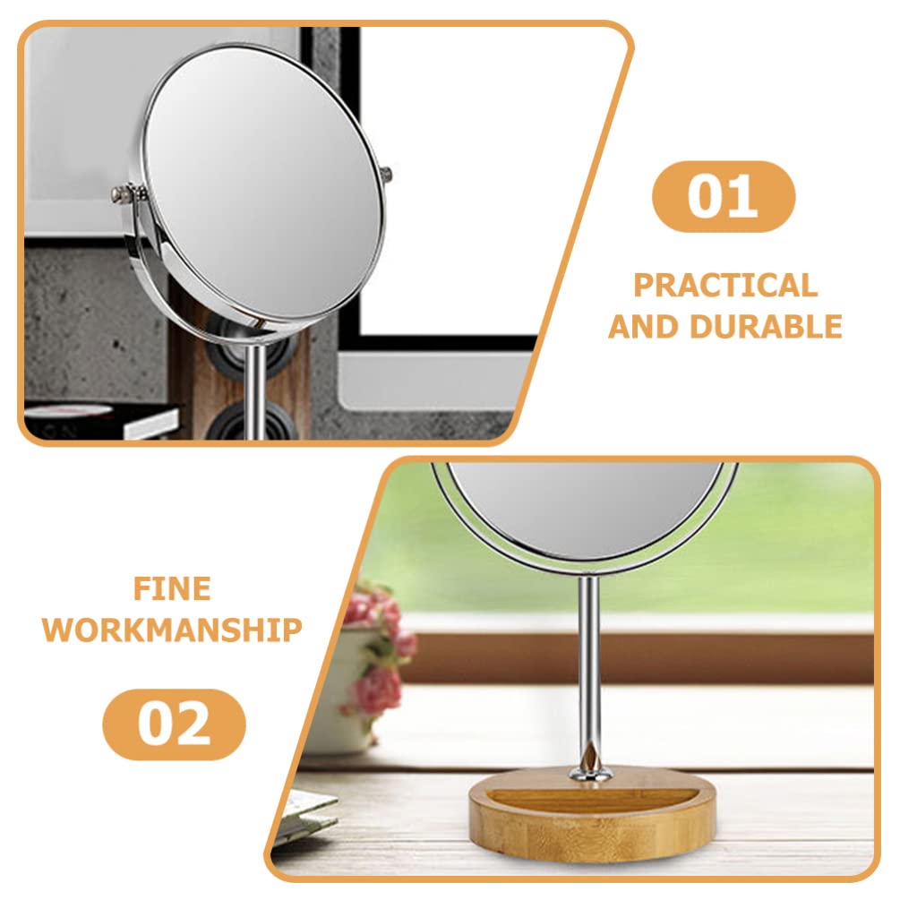 Vanity Mirror Mirrors Bamboo Makeup Double Sided Beauty Mirror with Storage Tray Wood Desktop Beauty Cosmetic Mirror for Ladies Lighted Lighted