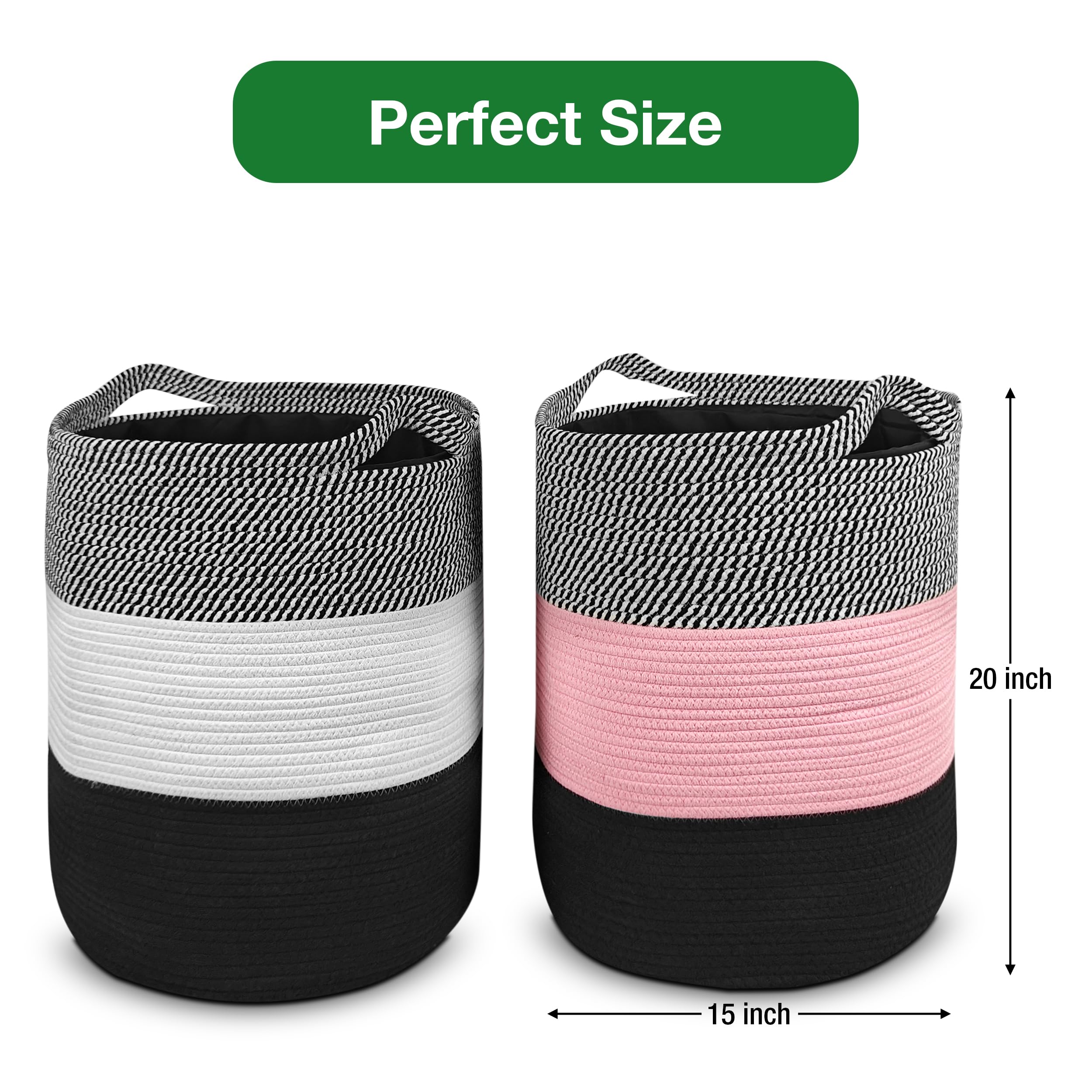 Large Cotton Rope Storage Basket Supplied with a Liner (White)