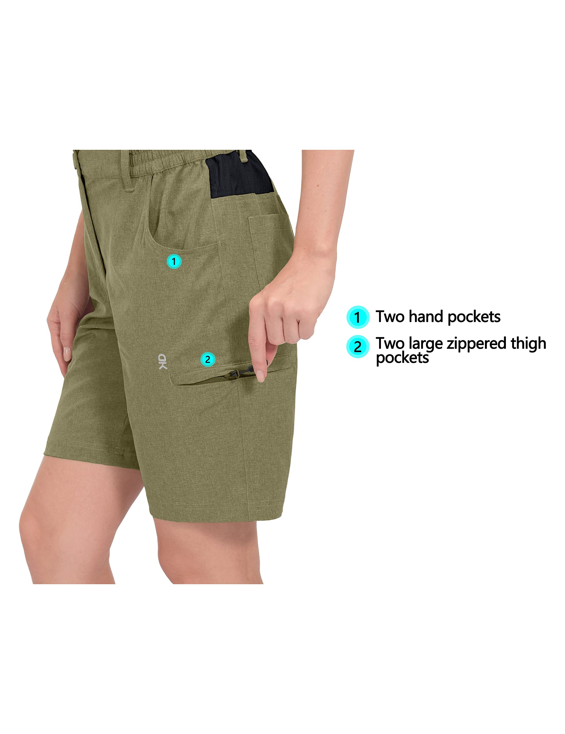 Little Donkey Andy Women's 9 Inches Inseam Quick Dry Stretch Shorts for Hiking Golf Travel Geen Olive M