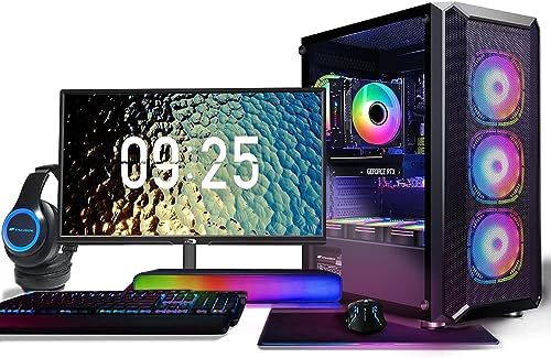 STGAubron Gaming PC Bundle with 24Inch FHD LED Monitor-Intel core i9-11900F up to 5.2G,GeForce RTX 3070 8G GDDR6,32G DDR4,2T SSD,WiFi,BT 5.0,RGB B&MS&MS Pad,RGB BT Sound Bar,RGB BT Gaming Mic,W11H64