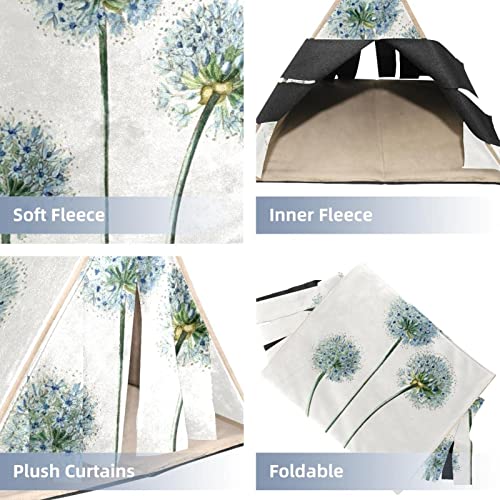 Y-DSIWX Guinea Pig House Bed, Rabbit Large Hideout, Small Animals Nest Hamster Cage Habitats Hand Drawn Dandelion Flower