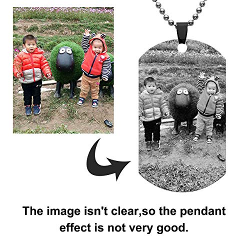 Jovivi Personalized Photo Picture Necklace Custom Special Date Calendar Dog Tag Pendant Engraved Name Messsage for Couples Anniversary Day Gifts