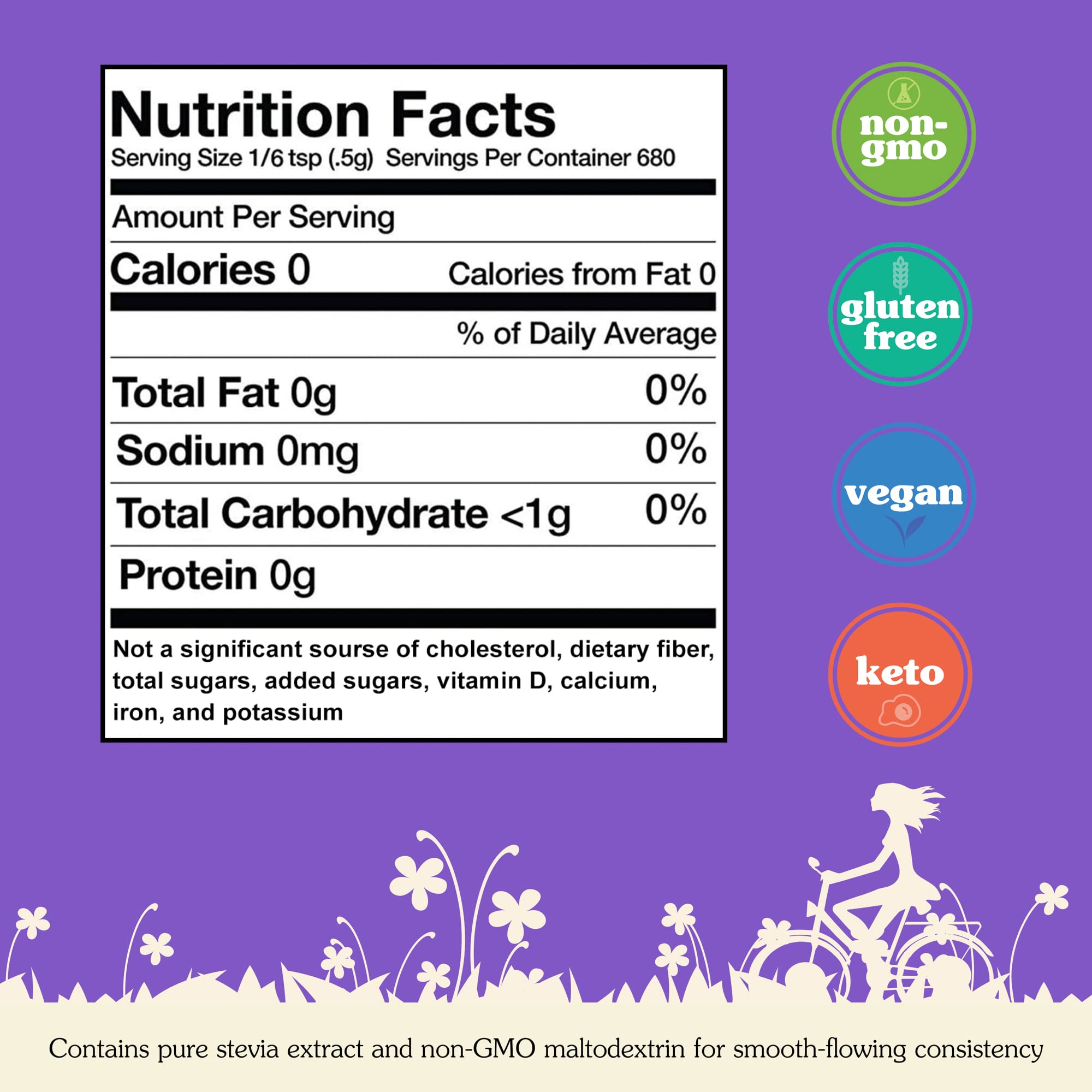 NuNaturals White Stevia Powder, Plant-Based Sugar Substitute, Zero Calorie Sweetener, 12 oz