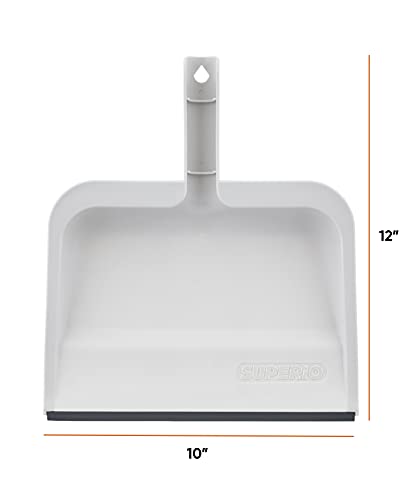 Superio Angle Broom and Clip-On Dustpan Set, Slim Hand Broom Telescopic Handle 53 Inches Tall, Clip On Dust Pan with Low Edge Rubber Lip