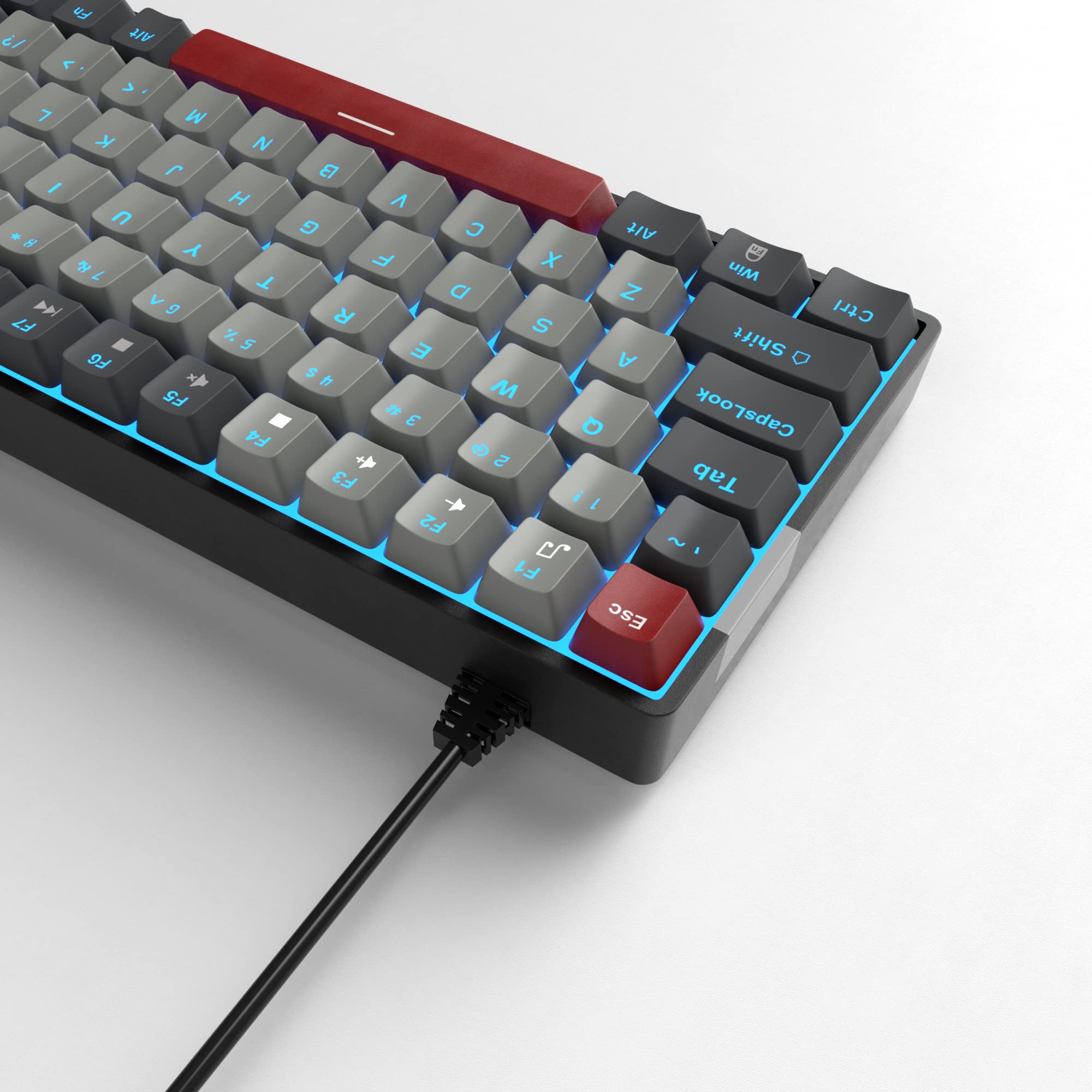 MageGee 75% Mechanical Keyboard,Wired Gaming Keyboard with Red Switches and Ice Blue Backlit Small Compact 75 Percent Keyboard Mechanical, Portable Gaming Keyboard Gamer for PC, MAC(Black Grey)