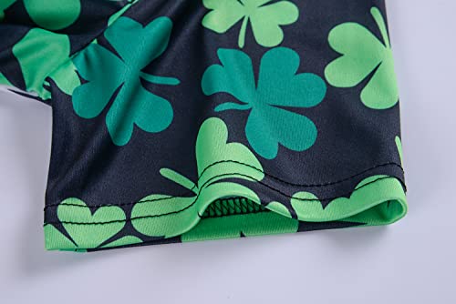 St. Patrick's Day Scrub Tops Women Cute V-Neck Green Shamrocks Printed Working Uniforms Shirt 2 Pockets Holiday Tshirt