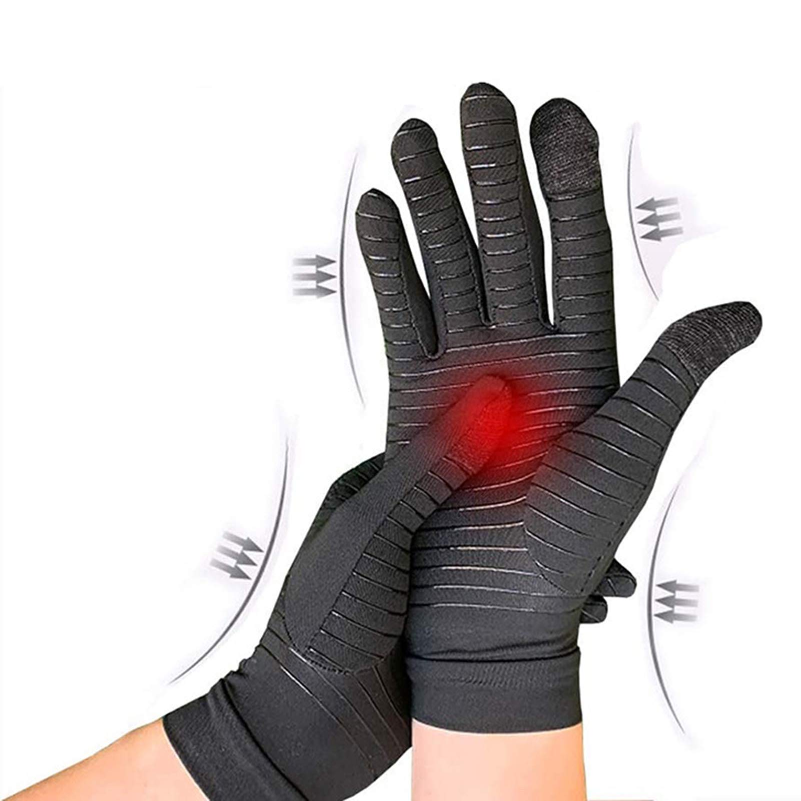 LUCKYBUNNY Copper Infused Compression Arthritis Glove, Women Men Full Finger Touch Screen Typing Glove Hand Support for Carpal Tunnel, Rheumatoid, Neuropathy, Raynauds Pain Relief (Large)