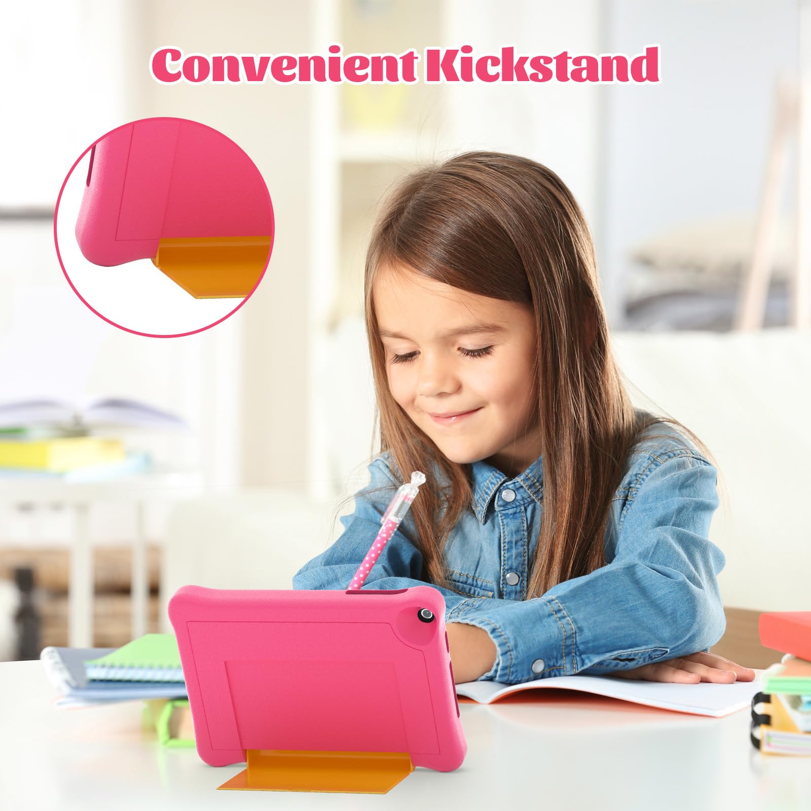 Kids Tablets 8 inch Android Tablet for Kids 4000mAh 2GB RAM, 32GB ROM, HD Display, Parental Control, Kids Edition Tablet with Protective Case (Pink)
