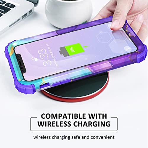 ZHOGTNEG for iPhone 11 6.1 inch case with 2pcs Tempered Screen Protector+1Pcs Len Camara Protector, Heavy Duty Shockproof Full-Body Protective Sturdy Hybrid Marble Case for Women,Girls,Kids