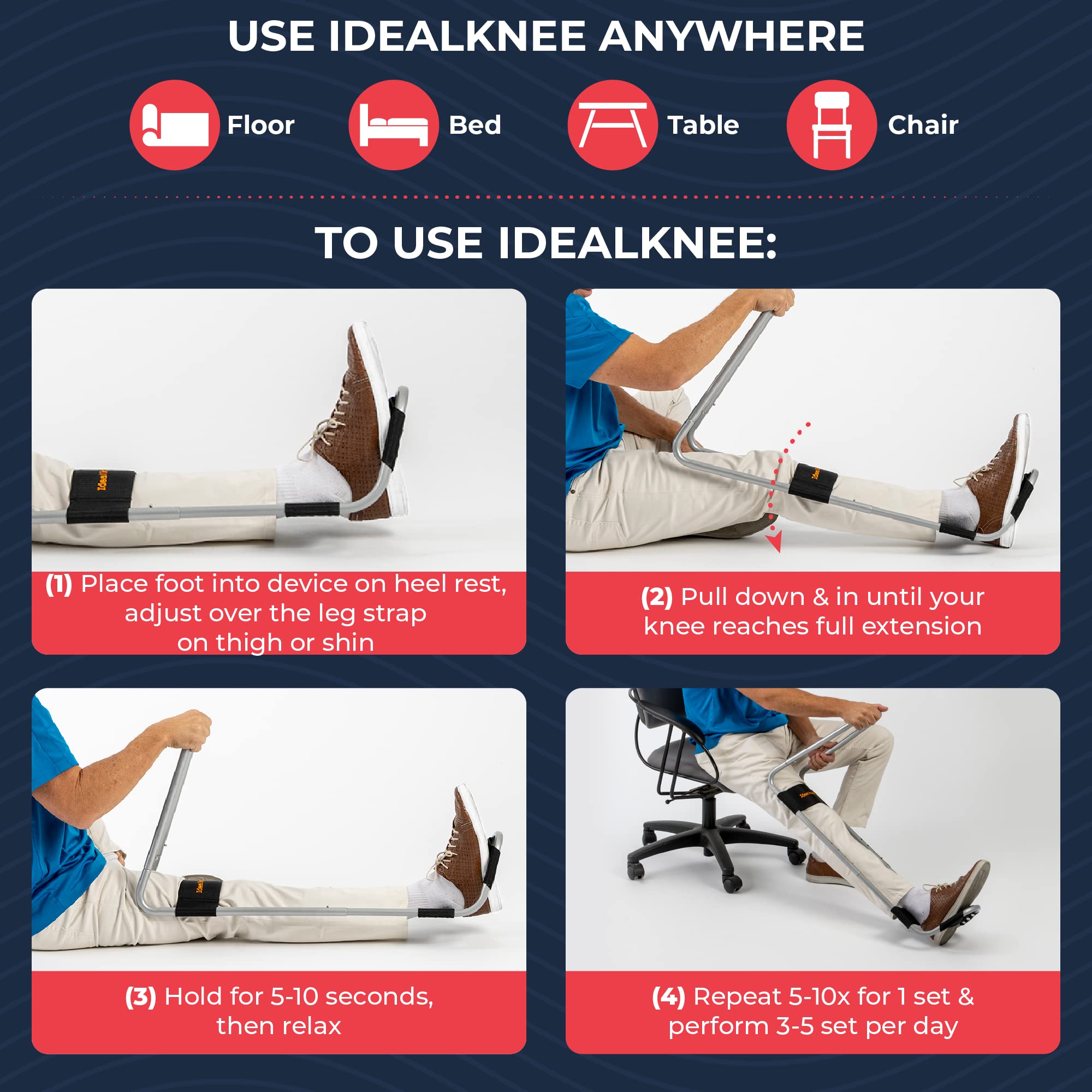 IdealKnee Two Pad - Advanced Knee Extension & Pain Relief Device - Endorsed by PTs & Surgeons - Ideal for ACL, MCL Recovery, Athletes, Therapy & Rehab