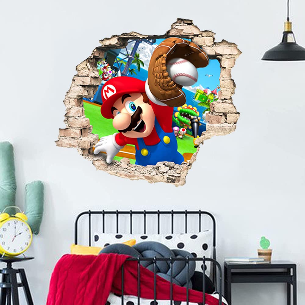 Super Mario Game Wall Stickers Boys Funny 3D Vinyl Stickers Nursery Kindergarten Decoration Cartoon Poster Wallpaper