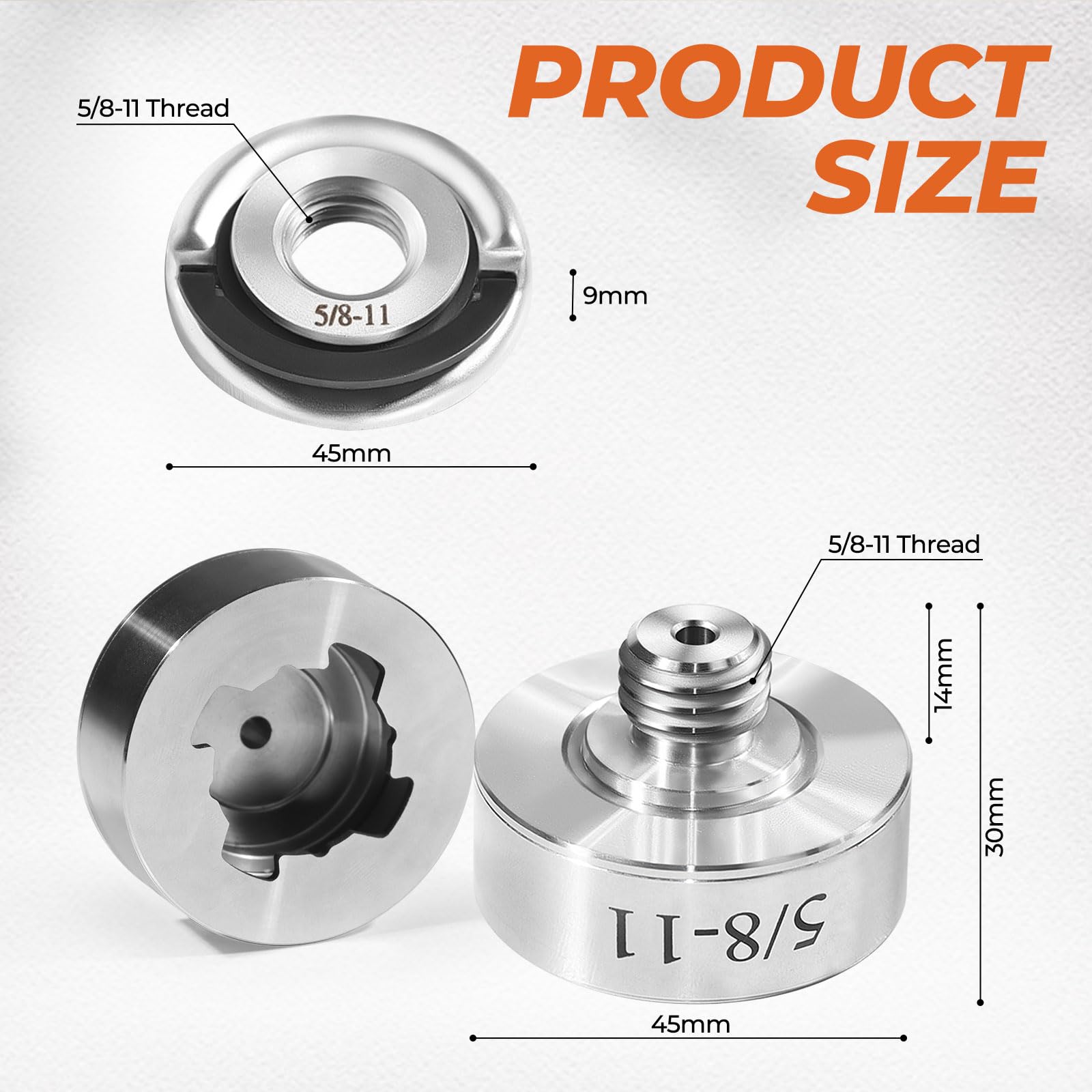 Swozzto Angle Grinder Adapter Kit(XLOCK to 5/8"-11 Thread)with Quick Change Angle Grinder Nut,Suitable for 5/8"-11 Thread XLOCK Angle Grinder,Convert and Install 5/8"-11 Saw Blades, Polish Discs, etc.