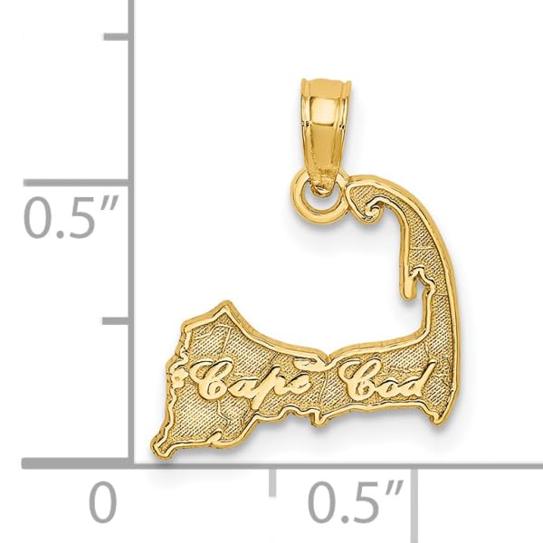 IceCarats 14K Yellow Gold Cape Cod Map Necklace Charm Pendant Only