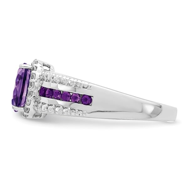 IceCarats 925 Sterling Silver Purple Amethyst White Topaz Ring Gemstone Band Size 8