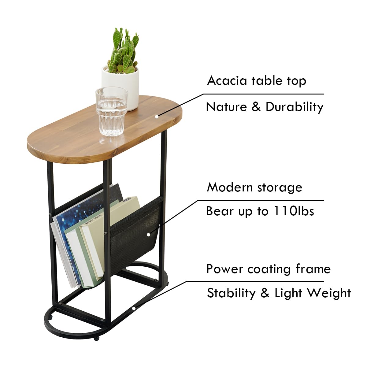 Weilianda End Table Storage Solution for Small Spaces Living Room with Magazine Organizer Side Tables Bedroom