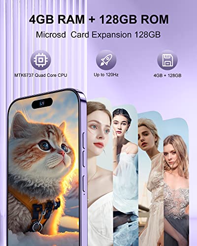 WV LeisureMaster Unlocked Cell Phone for Android 11 - Ultra 5G Smartphone - Sleek Design with Built-in Computer, 6.8-inch HD+ Screen, Face Recognition, and Powerful Cameras(Purple)