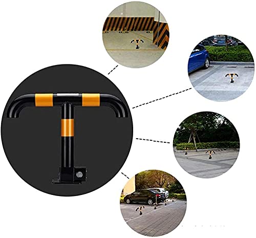 T-Shaped Heavy Duty Car Parking Space Lock Bollard Folding Lane Parking Barriers Security Posts for Private, Business, with Screws & Key (Yellow 550x400mm) (Black 550x400mm)