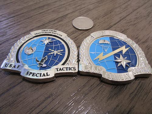 Set of 2 United States Air Force Special Forces Pararescueman Creed Pararescue PJ's Beret Skull & AFSOC Combat Control Challenge Coins