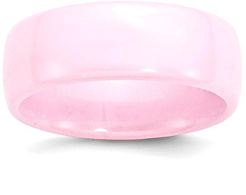 IceCarats Ceramic Pink 8mm Plain Classic Wedding Band Ring Size 5.00