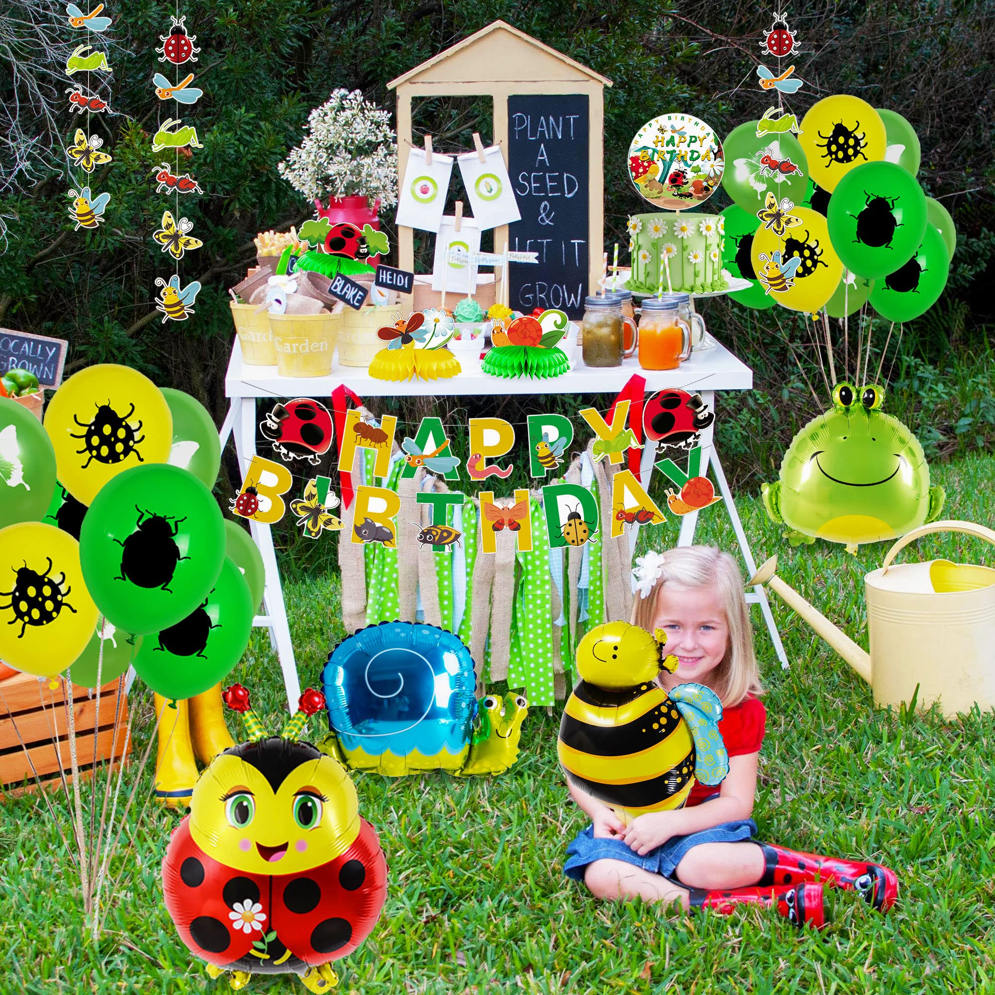 Insect Birthday Party Decorations Bugs Party Plates and Napkins Bugs Party Decorations Garden Birthday Party Decorations Caterpillar Ladybug Birthday Banner