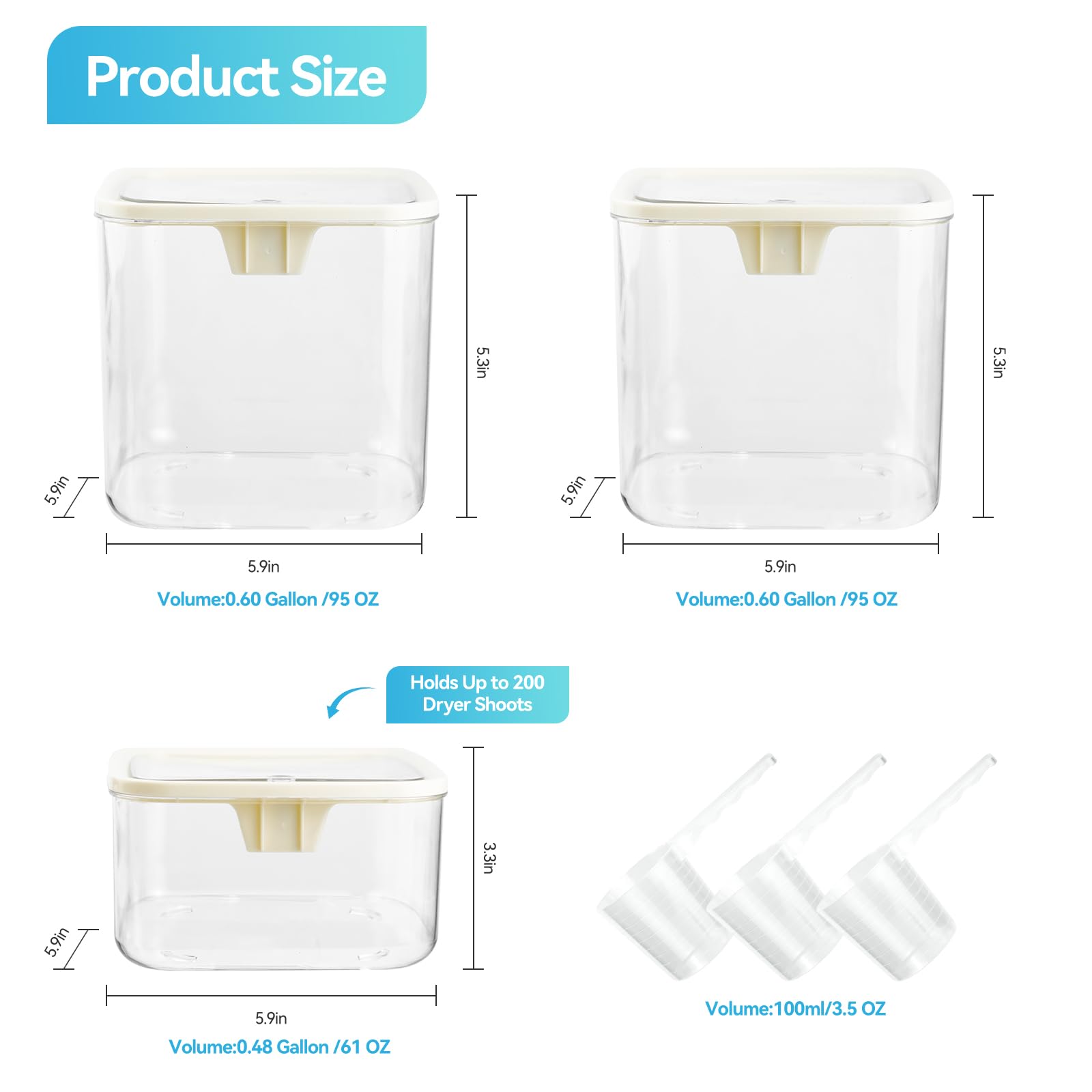 XMBecc 3 Pack Dryer Sheet Holder and Laundry Pods Container For Laundry Room Organization,One-Click Pop-Up Design Laundry Room Storage,Laundry Pod Holder For Dryer Sheet, Laundry Powder (Clear Grey)