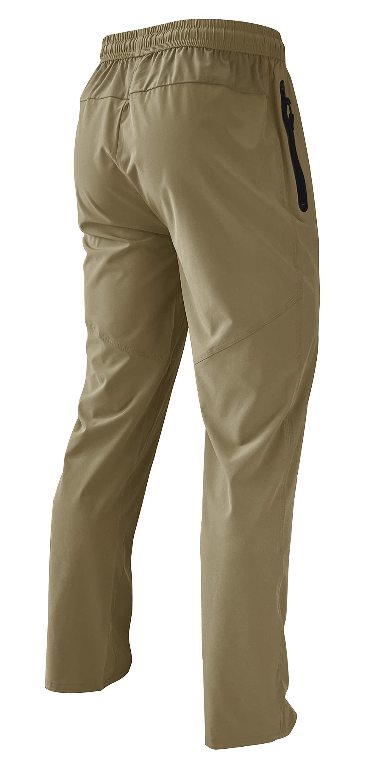 Men's Lightweight Quick Dry Hiking Running Pants Outdoor Sports Breathable Zipper Pockets Athletic Work Pants Khaki L