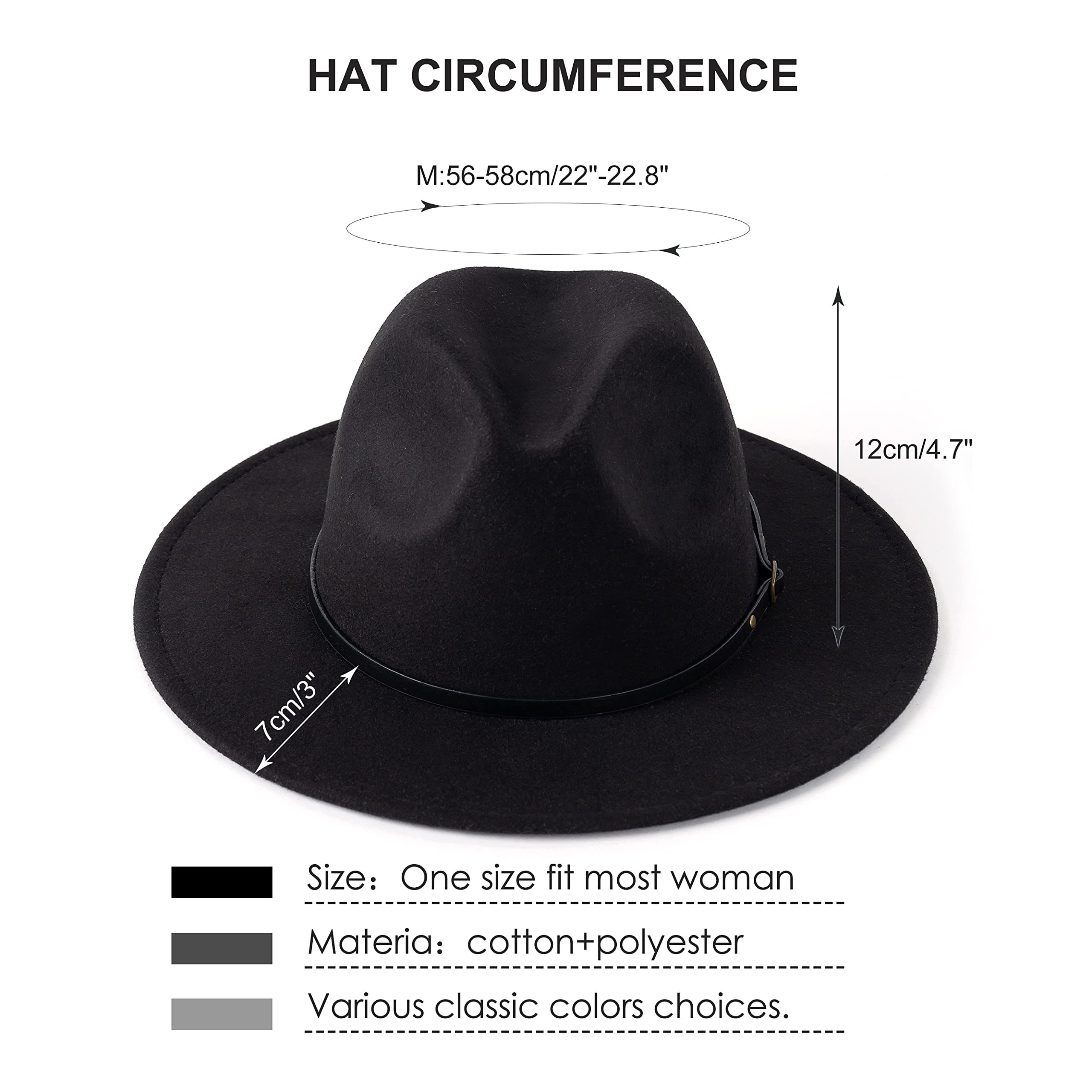 HUDANHUWEI Women's Classic Wide Brim Fedora Hat with Belt Buckle Felt Panama Hat Yellow