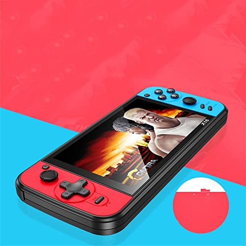 Pocket PSP Game Console 6.5 inch HD Large Screen Nostalgic NES Handheld GBA Arcade 8G (Color : BlueRed)