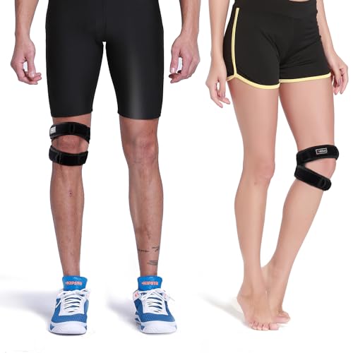 HUEGLO Patella Knee Strap for Knee Pain Relief,Knee Brace Support for Tendonitis,Osgood schlatter,Arthritis, Patellar Tendon Support Strap for Meniscus Tear,Runners,MCL,ACL,12"-18",1 Piece