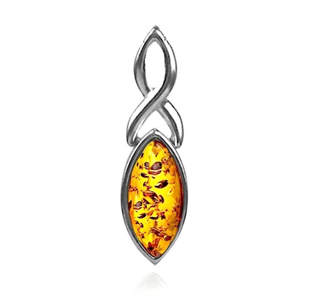 Ian and Valeri Co. Amber Sterling Silver Celtic Marquise Pendant